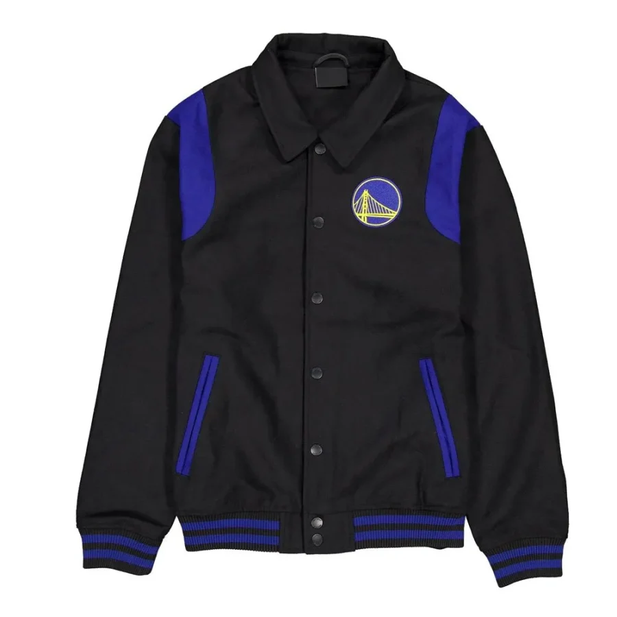 Golden State Warriors Sport Night Teddy Varsity Jacket - Real Leather ...